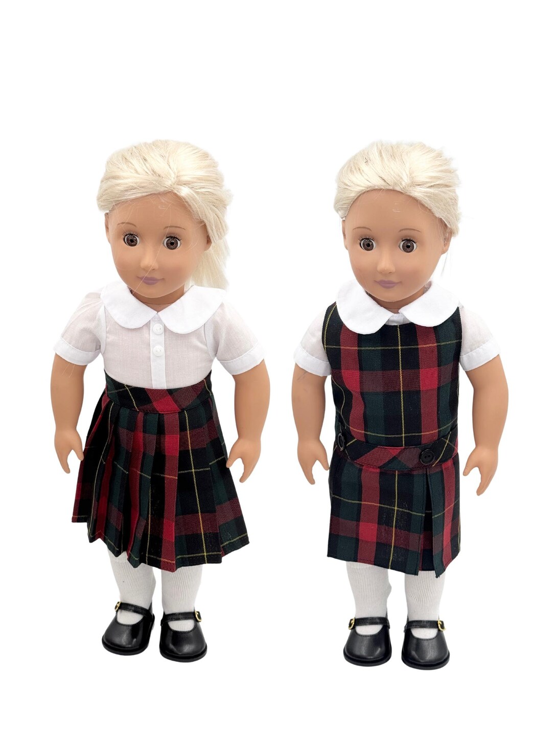 Plaid 66-18 Inch Doll Uniform Outfit/dropped Waist Jumper/pleated Skirt ...