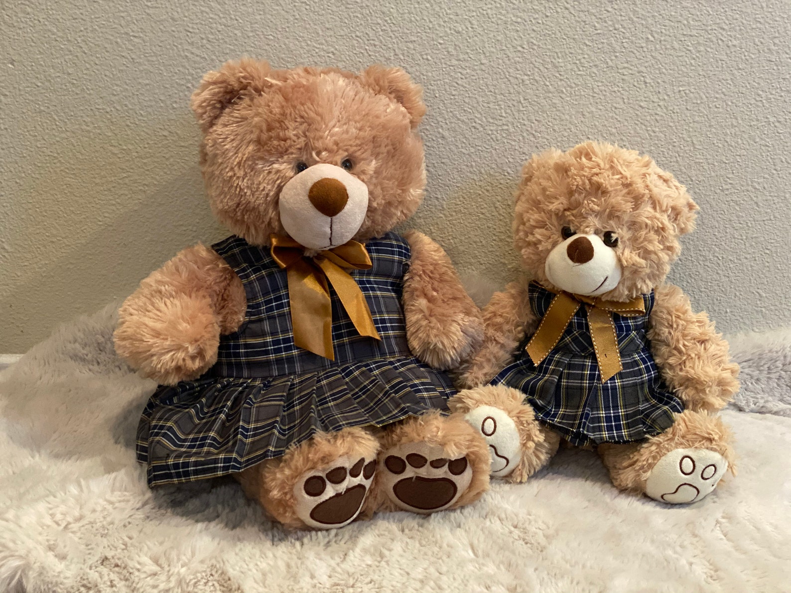 12 Inch /18 Inch Tan Plush Teddy Bear /navy Gray Yellow and | Etsy