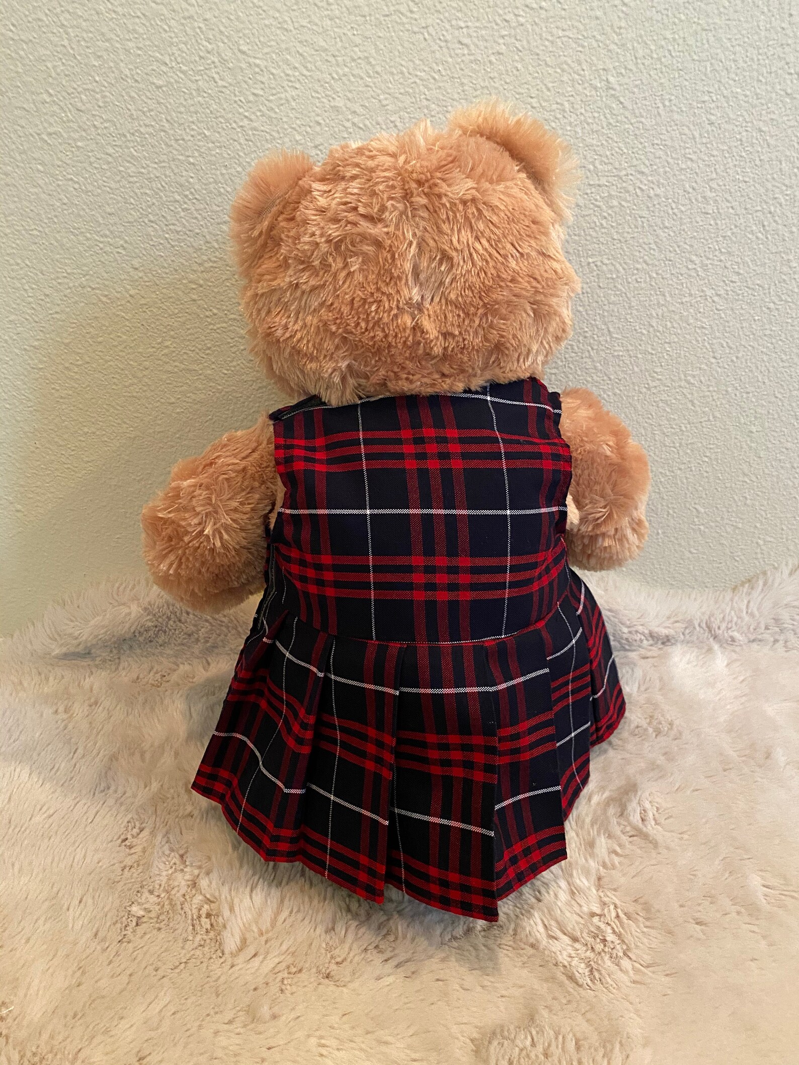 12 Inch/18 Inch Tan Plush Teddy Bear/ Dark Navyred and White - Etsy