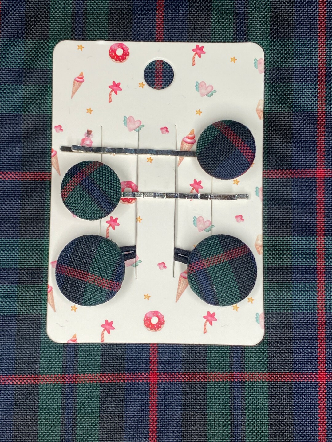 Plaid 98/school Uniform Plaid/button Hair Bobby Pin/double Button Hair ...