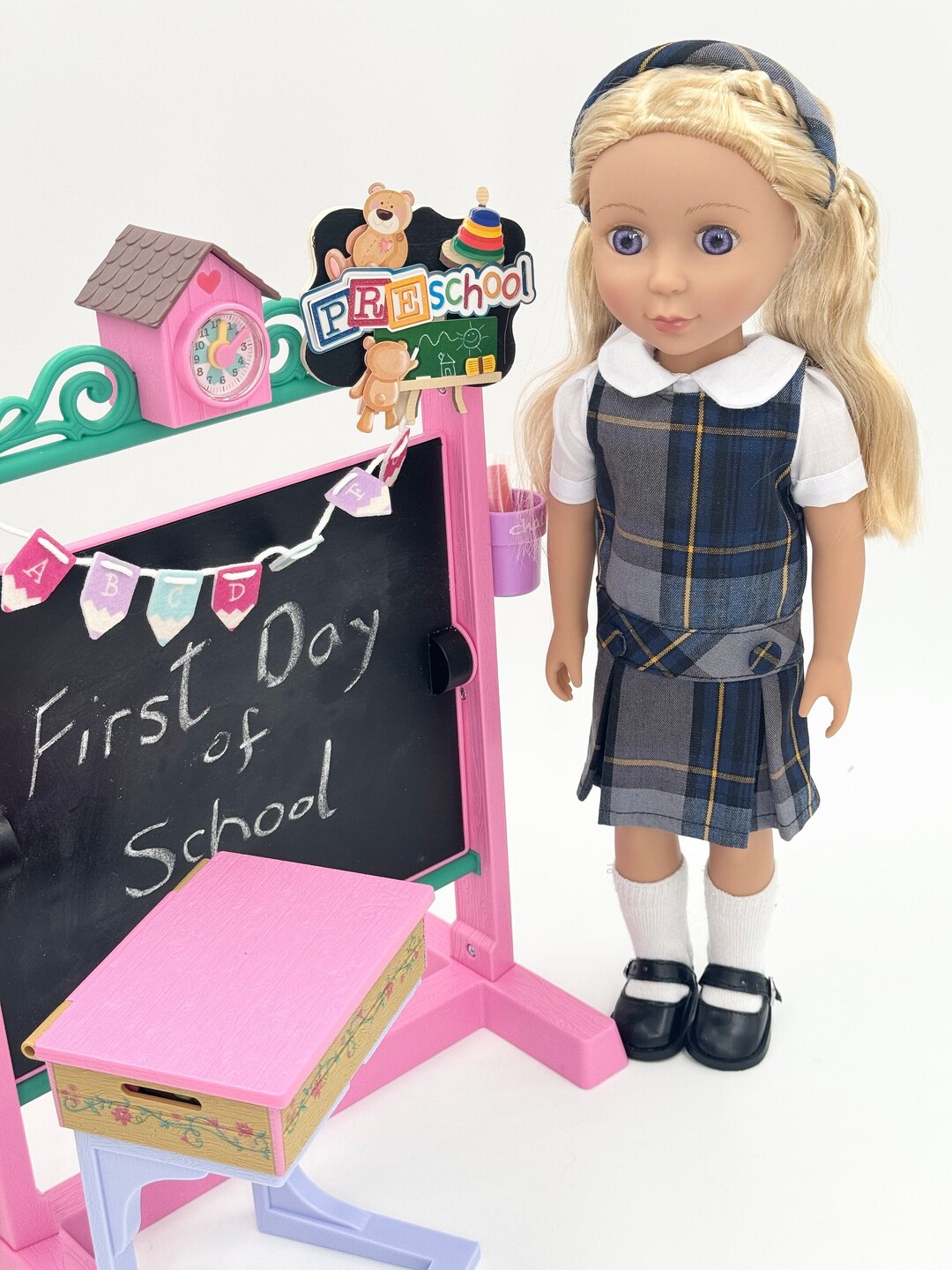 Plaid 57/14.5 Inch Doll Uniform Outfit/dropped Waist Jumper/matching ...