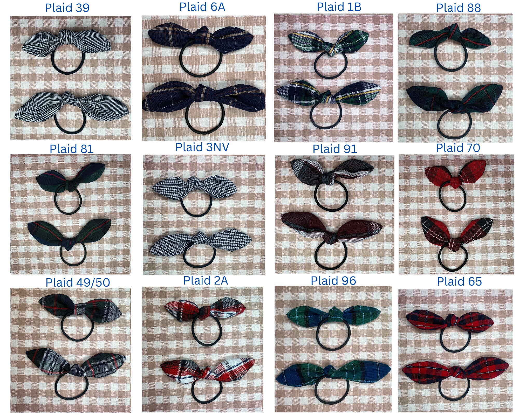 School Uniform Plaid Bunny Ear Hair Tie/back to School/bunny Ear Bows ...