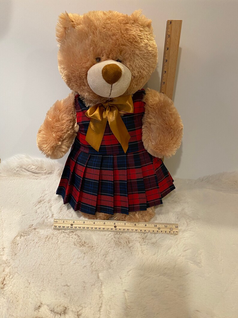 18 Inch Soft Plush Teddy Bear in Red,blue,yellow Plaid Fabric School ...