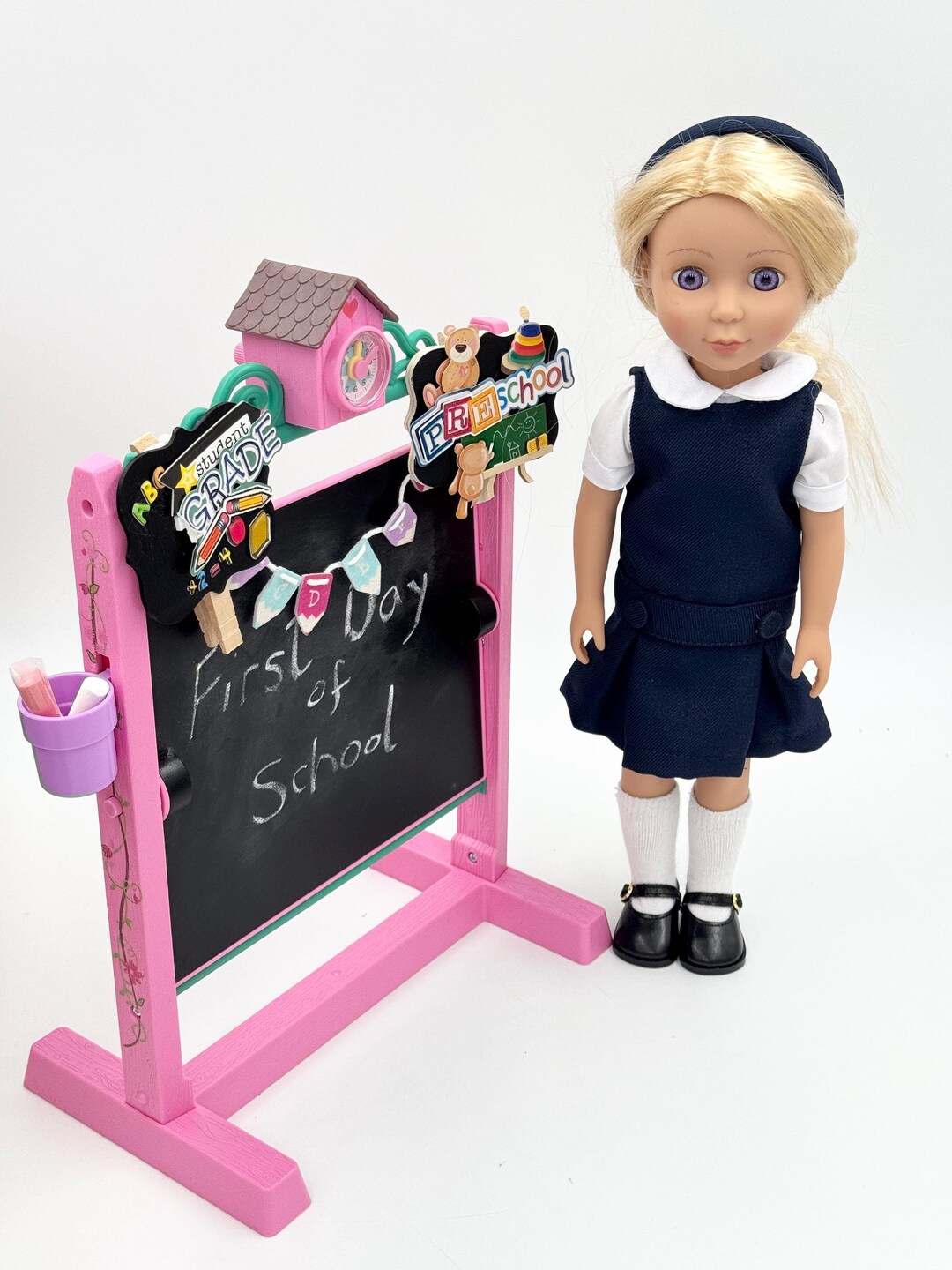 14.5 Inch Doll Uniform Outfit/solid Navy/dropped Waist Jumper/include ...