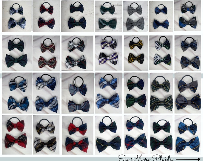 Hunter/classic Navy Plaid School Uniform Hair Bow - Etsy