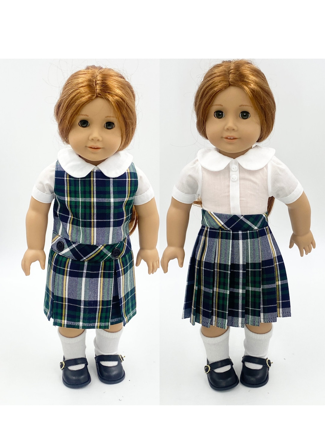 Plaid 1B/18 Inch Doll Uniform Outfit/dropped Waist Jumper Set/skirt Set ...
