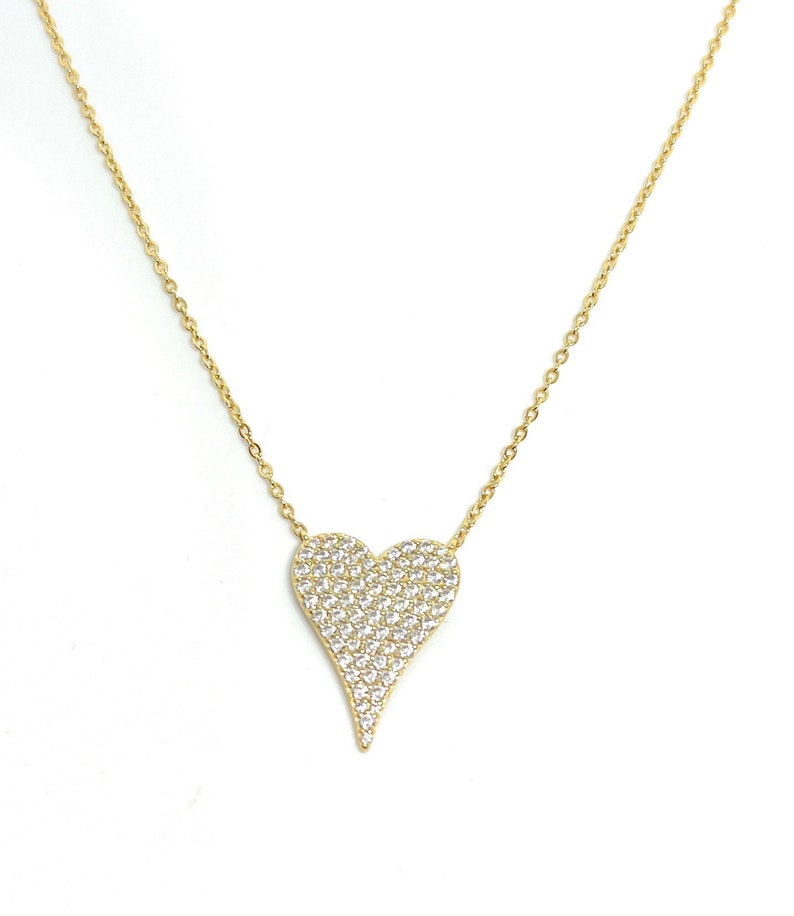 Sterling Silver Heart Necklace: Cubic Zirconia Pendant - Etsy