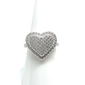 Sterling Silver Pave Heart Ring: CZ Love Ring - Etsy