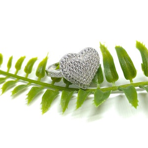 Sterling Silver Pave Heart Ring: CZ Love Ring - Etsy
