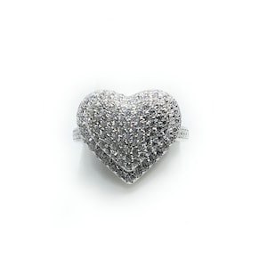 Sterling Silver Pave Heart Ring: CZ Love Ring - Etsy