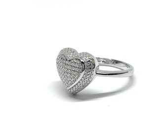 Pave Heart Ring | Etsy
