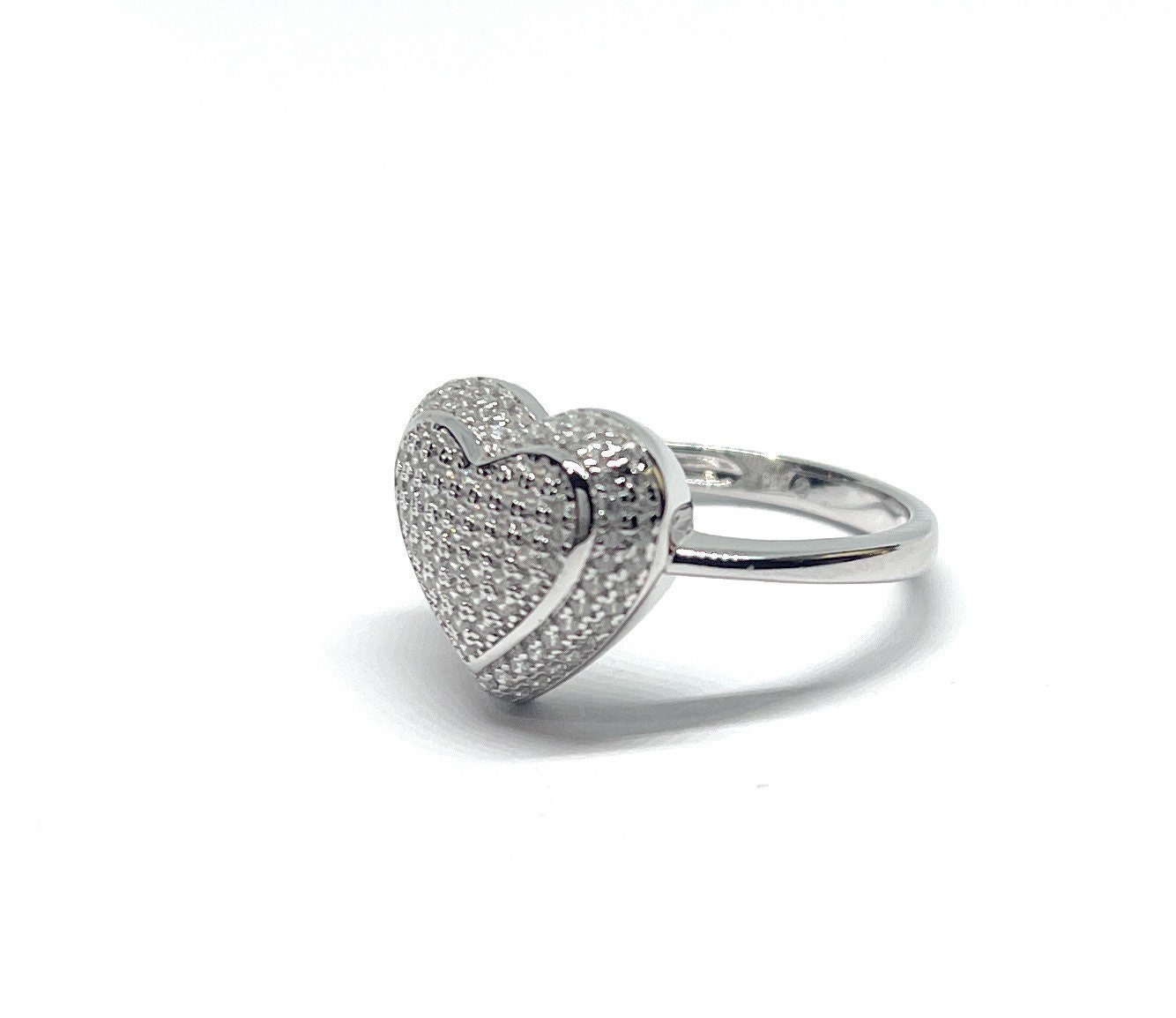 Heart ring Pave heart ring diamond heart Sterling silver | Etsy