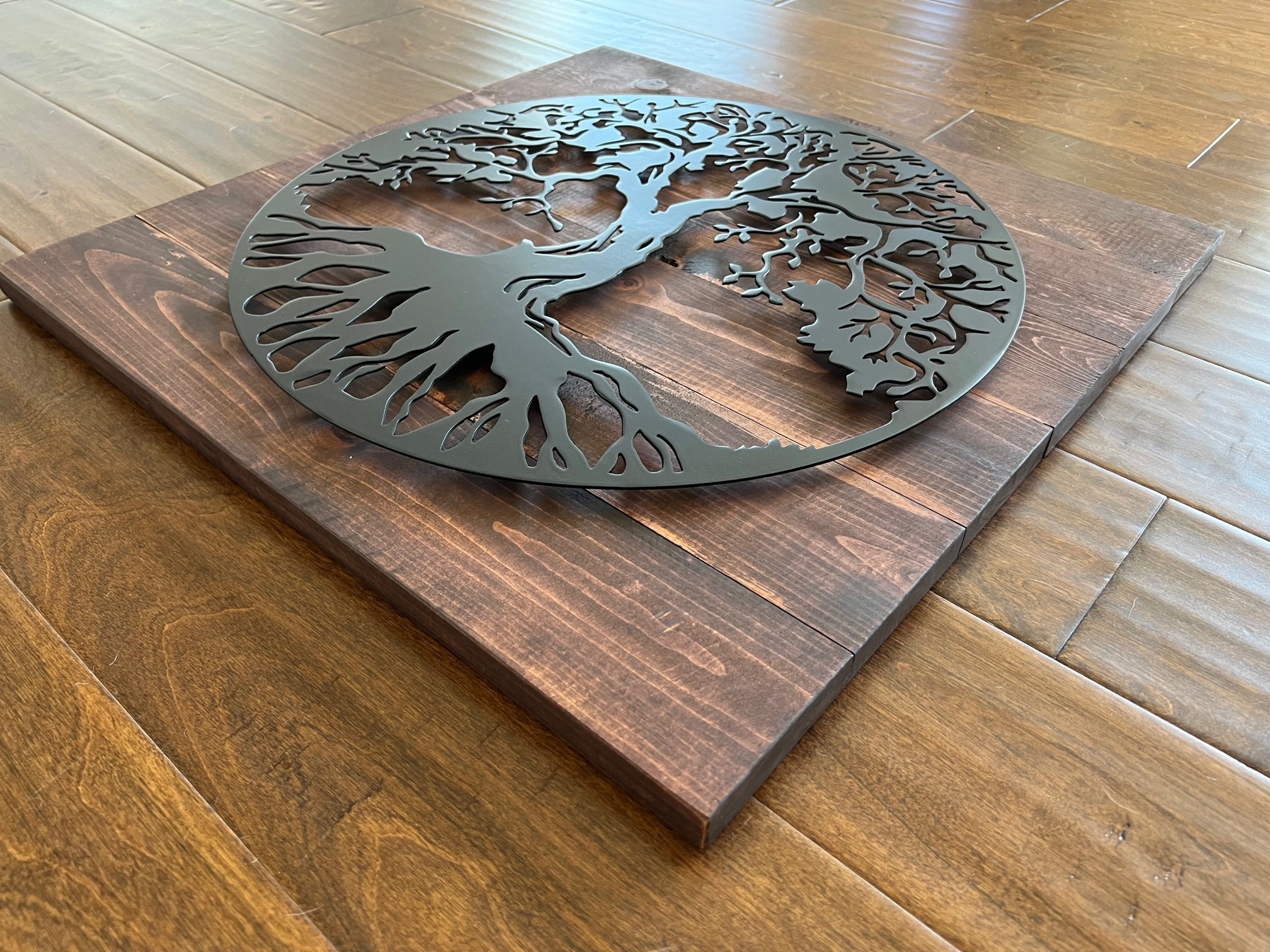 Tree of Life Plasma Cut Metal Wall Art Home Decor Wood and Metal Sign ...