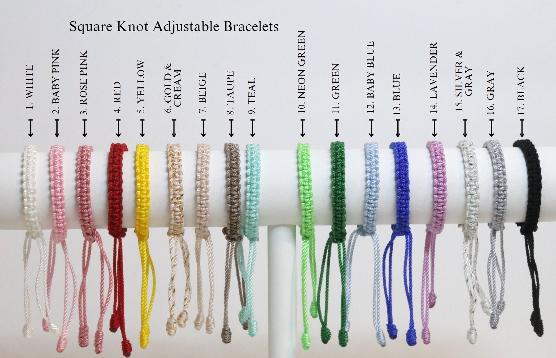 Adjustable BFF Friendship Bracelet 17 Colors Square Knot Bracelet Gifts for Him Her Macrame Jewelry Etsy