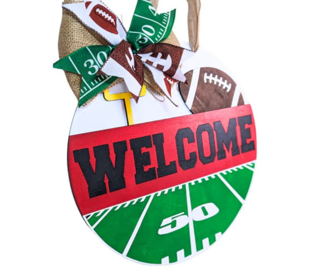 Football Welcome Door Hanger, Football Door Hanger, Football Field Door ...