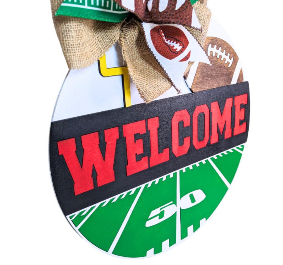 Football Welcome Door Hanger, Football Door Hanger, Football Field Door ...