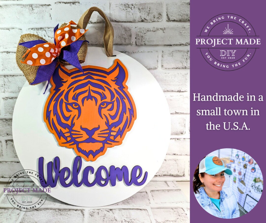 Tigers Door Hanger, Welcome Sign, Welcome Front Door Sign, Door Hanger ...