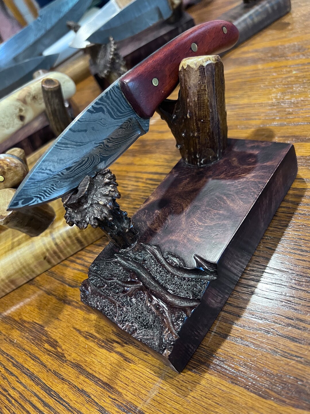Custom Knife Holders Curly Maple, Pyinma Burl, Deer Sheds - Etsy