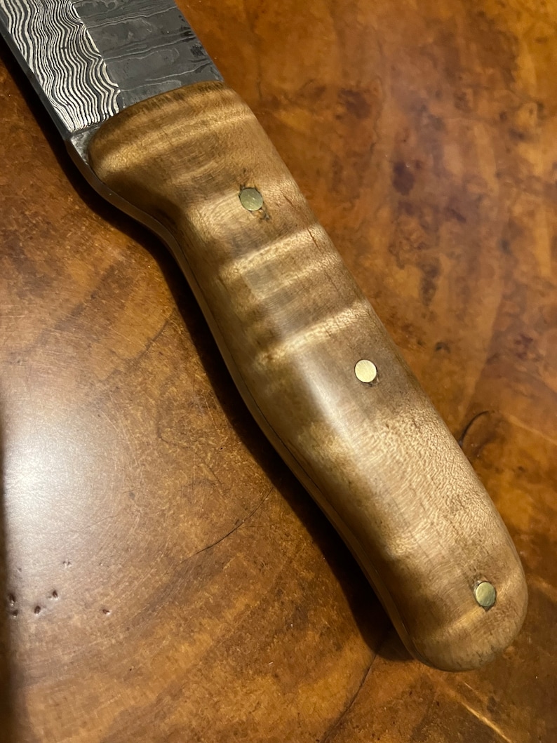 Damascus Blade With Curly Maple Handle - Etsy