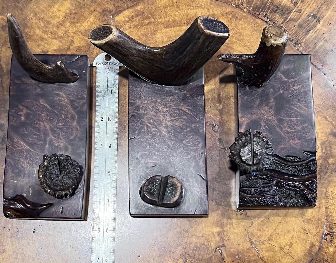 Custom Knife Holders - Pyinma Burl With Deer Sheds - Etsy