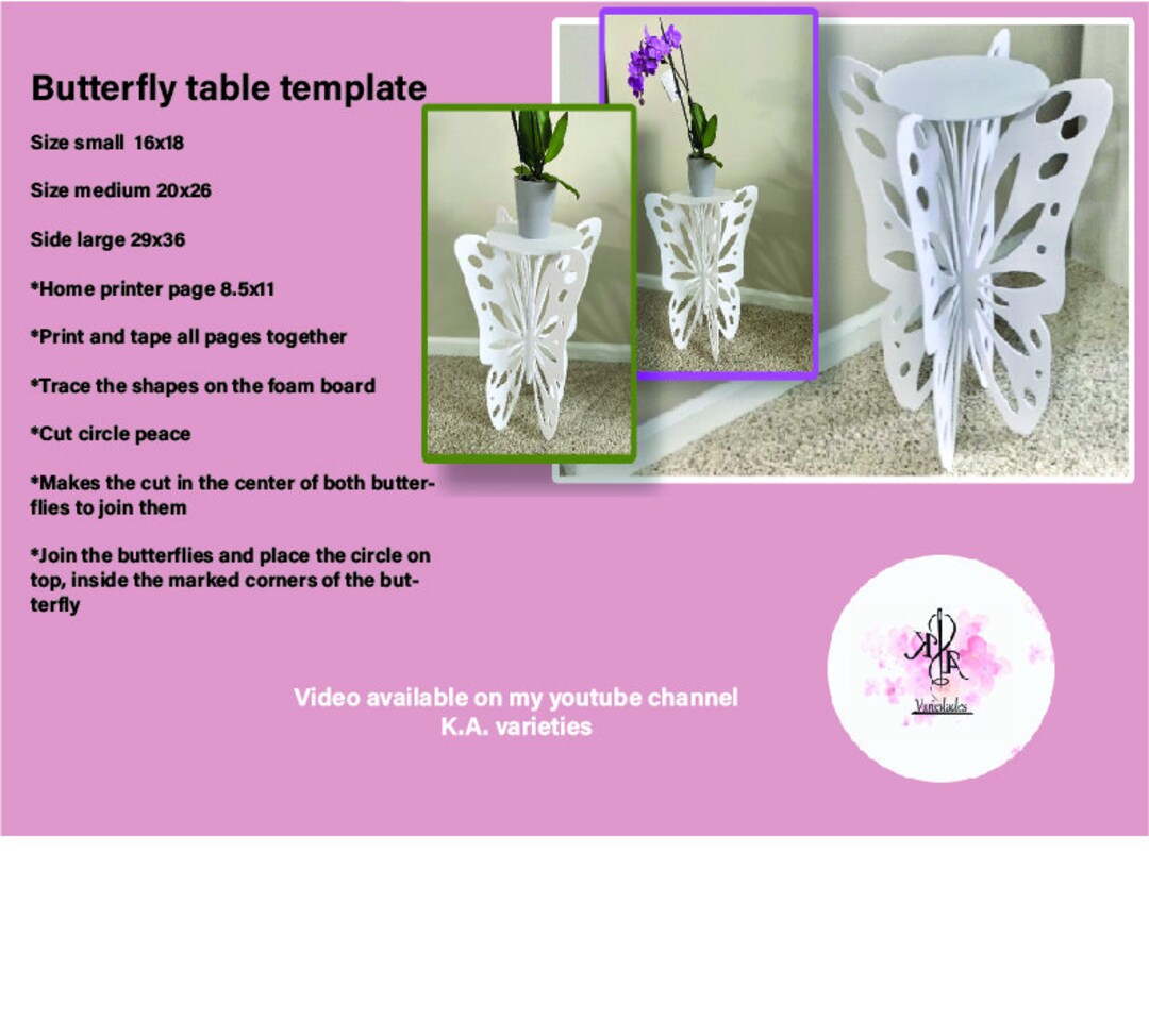 Butterfly Table Template - Etsy
