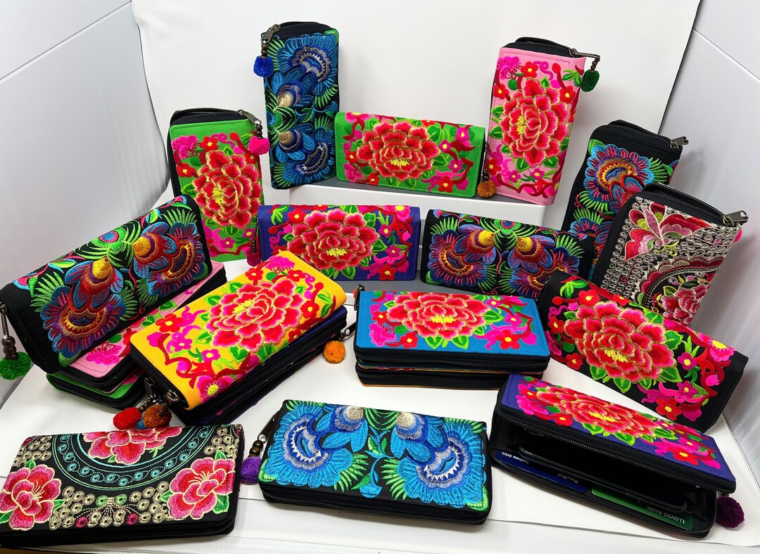 Embroidered Hippie Bohemian Floral Purse/clutch /wallet :hippie Wallet ...