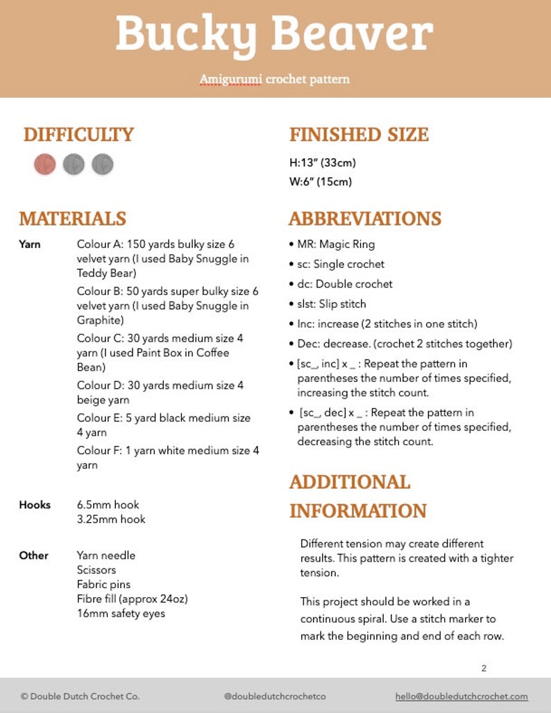 Bucky Beaver CROCHET PATTERN, Amigurumi Crochet Pattern, PDF - Etsy
