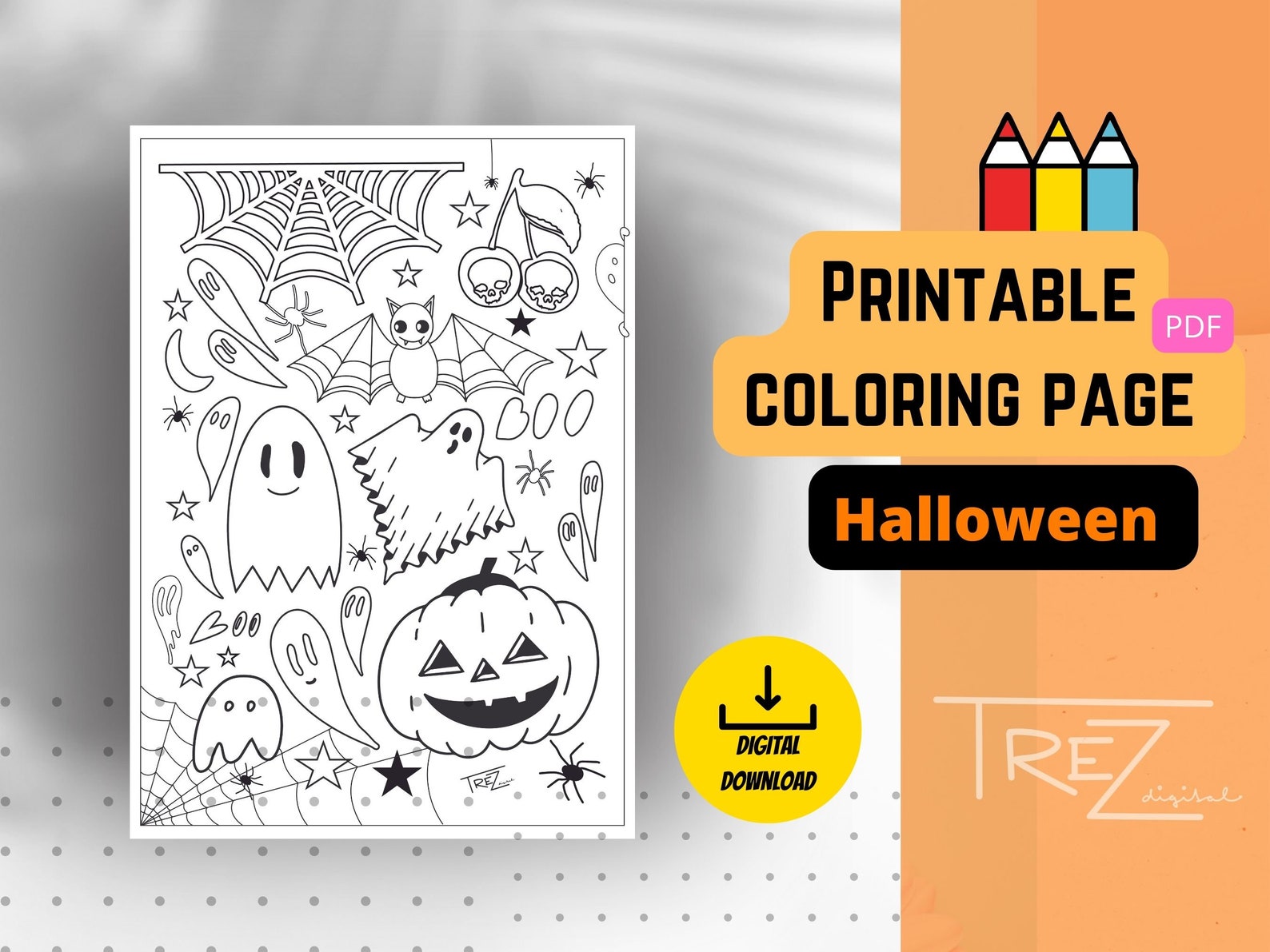 Spooky Halloween Printables, Colouring Sheet Download, Halloween ...