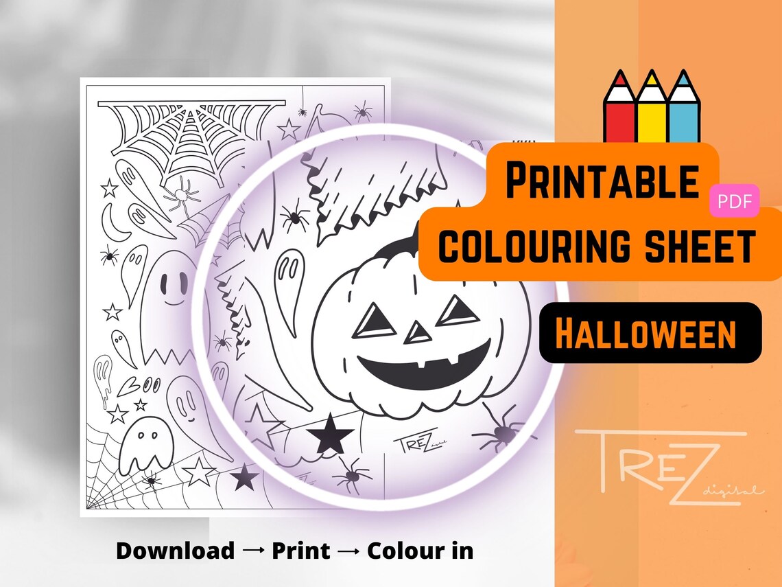 Spooky Halloween Printables, Colouring Sheet Download, Halloween ...