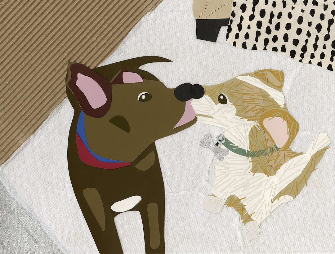 Custom Paper Collage From Photo. Collaged Pet Portrait. Mixed Media ...