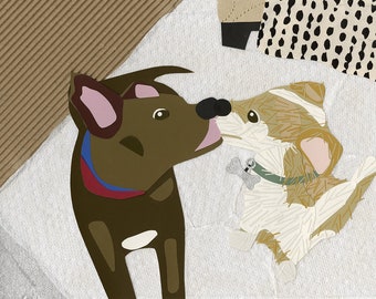 Brittany Handmade Original Cut Paper Collage Dog Art - Etsy