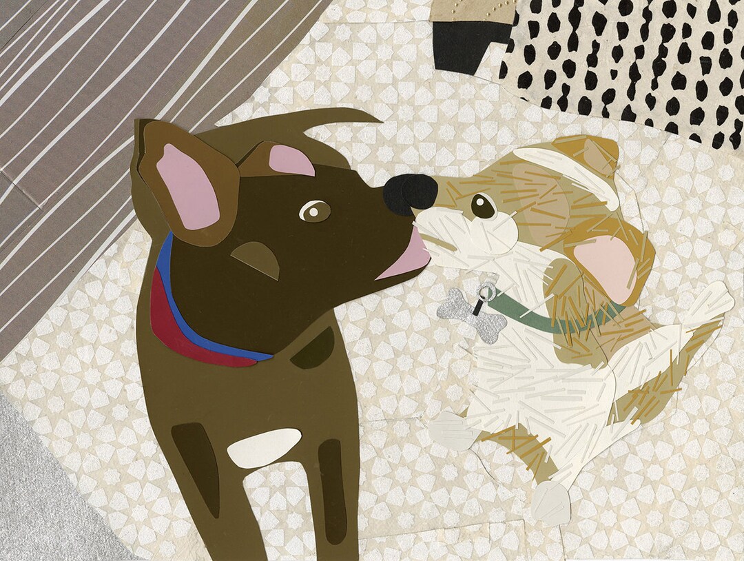 Custom Paper Collage From Photo. Collaged Pet Portrait. Mixed Media ...