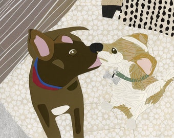 Brittany Handmade Original Cut Paper Collage Dog Art - Etsy
