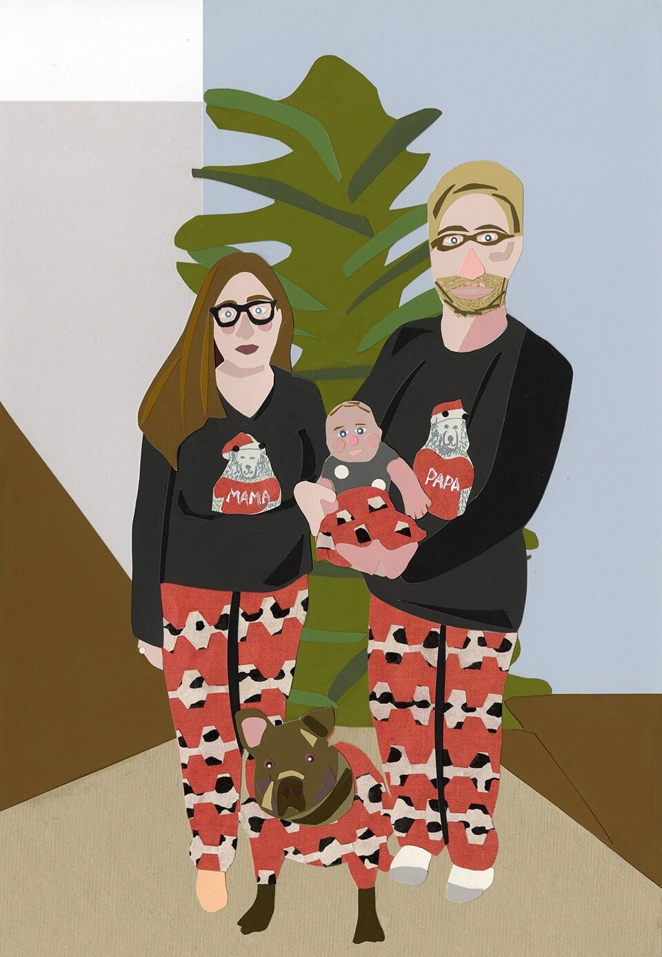 Custom Paper Collage From Photo. Collaged Family Portrait. Mixed Media ...