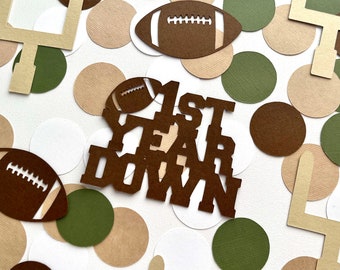 Football Confetti First Year Down Football Party Baby Boy Birthday ...
