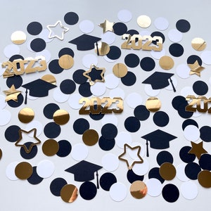 Graduation Confetti - Black White Gold Silver Graduation Confetti ...