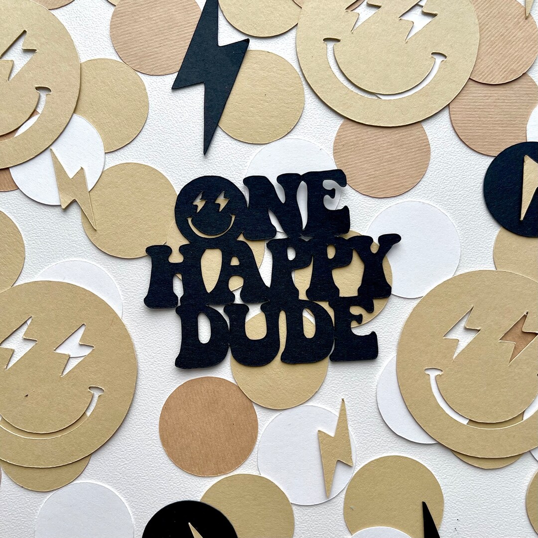 One Happy Dude Confetti - One Cool Dude - Smiley Face Confetti - Two ...
