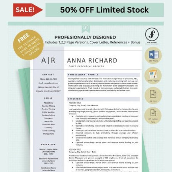 Resume and Cover Letter Template Both Are in Matching Template Along ...