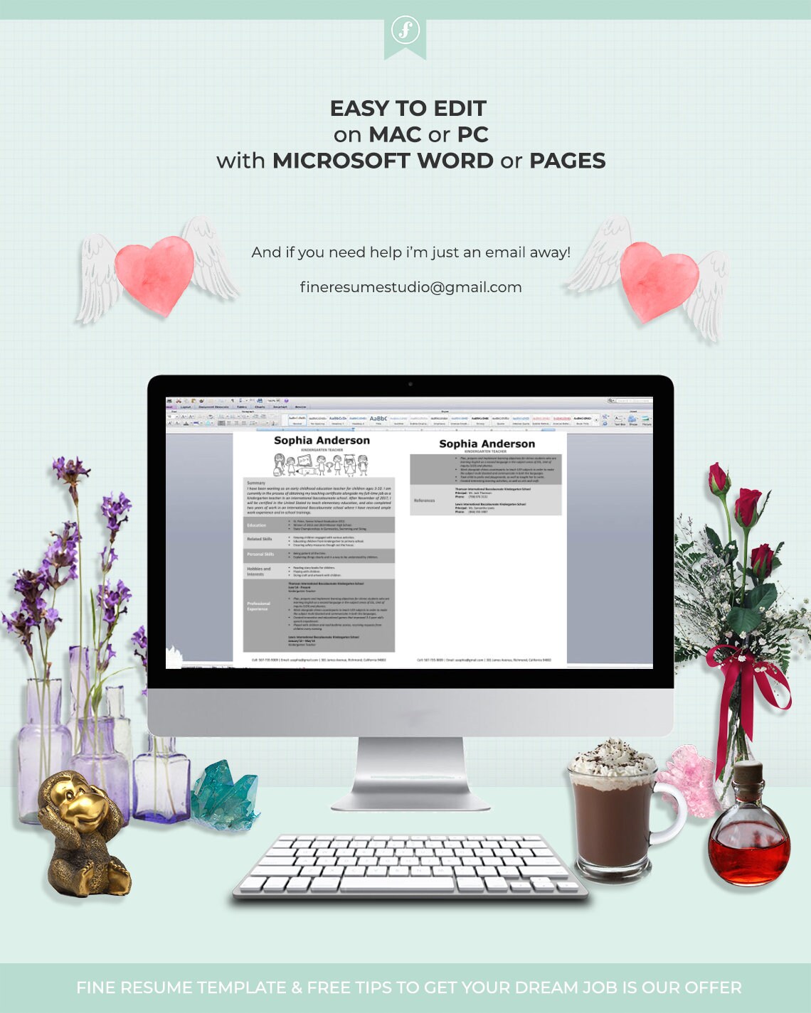 Teacher Resume Template With Matching Cover Letter and Reference Letter ...