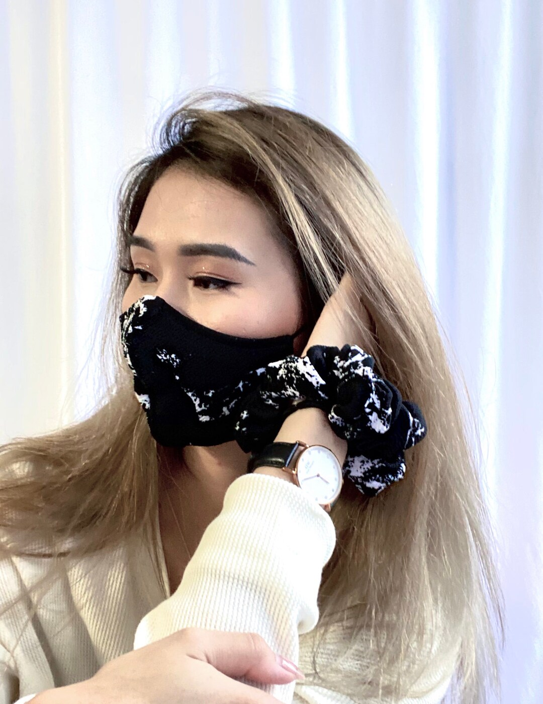 Black Marble Face Mask And/or Scrunchies, Reusable, Washable, Fashion ...