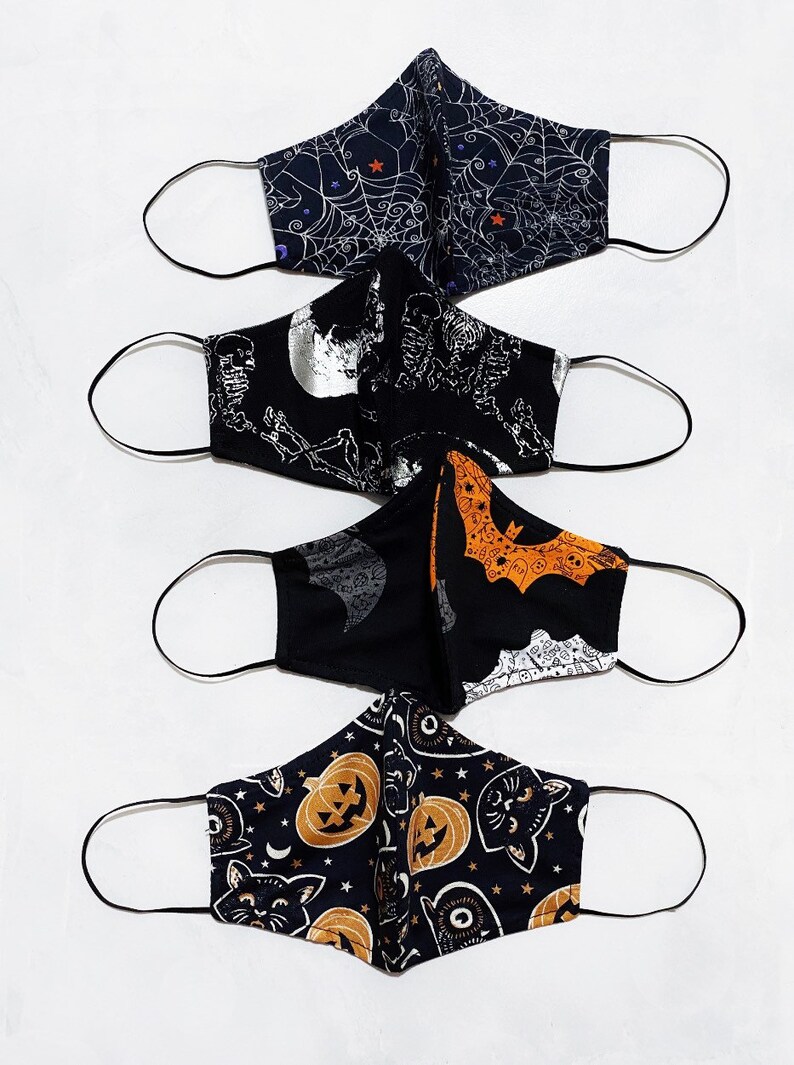 Halloween Bat Pumpkin Spider Skull Face Mask Reusable - Etsy