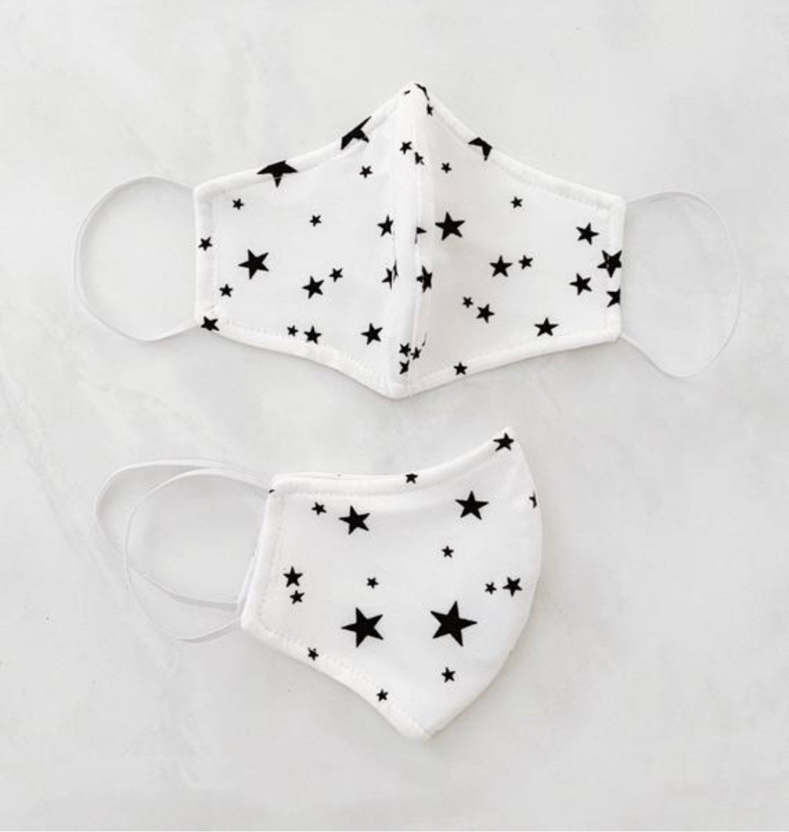 Black Star Print Face Mask - Reusable, Washable, Fashion Fitted Contour ...