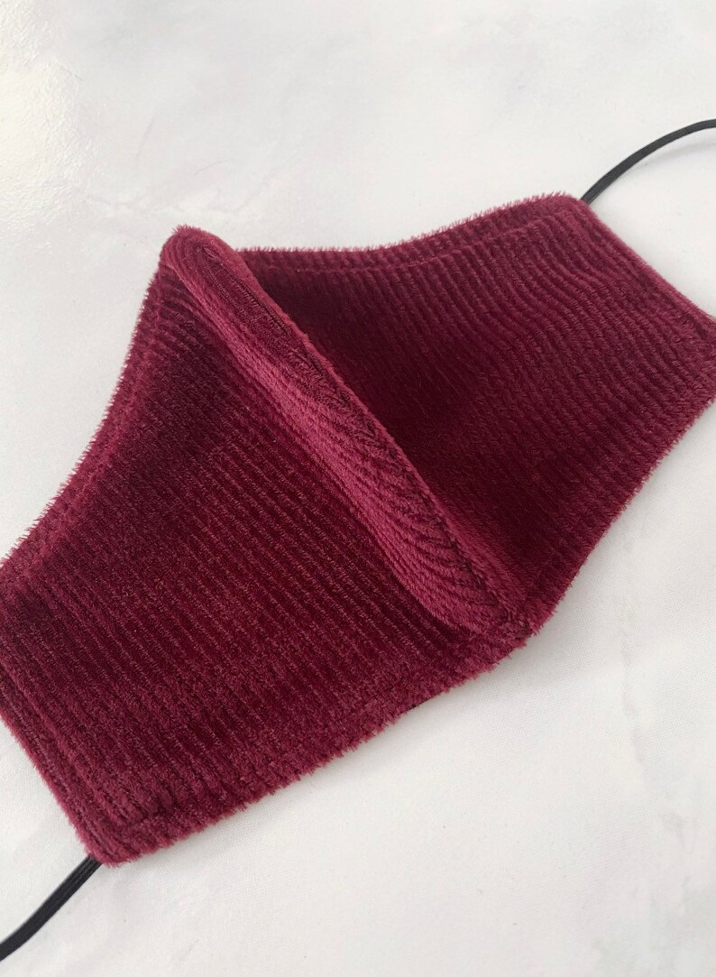 Burgundy Red Corduroy Velvet Face Mask Reusable Washable - Etsy