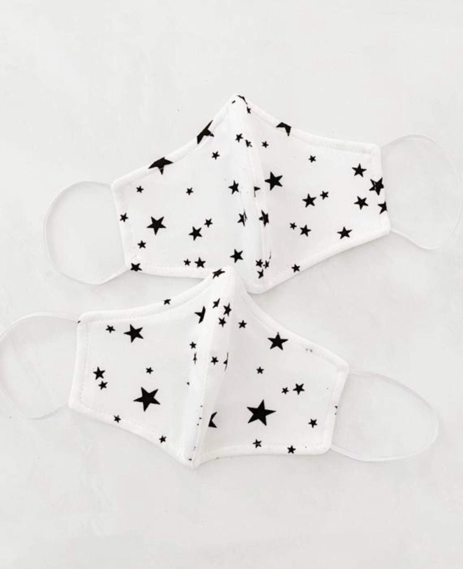 Black Star Print Face Mask - Reusable, Washable, Fashion Fitted Contour ...