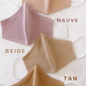 Neutral Cream Beige Tan Mauv Face Mask - Reusable, Washable, Fashion ...