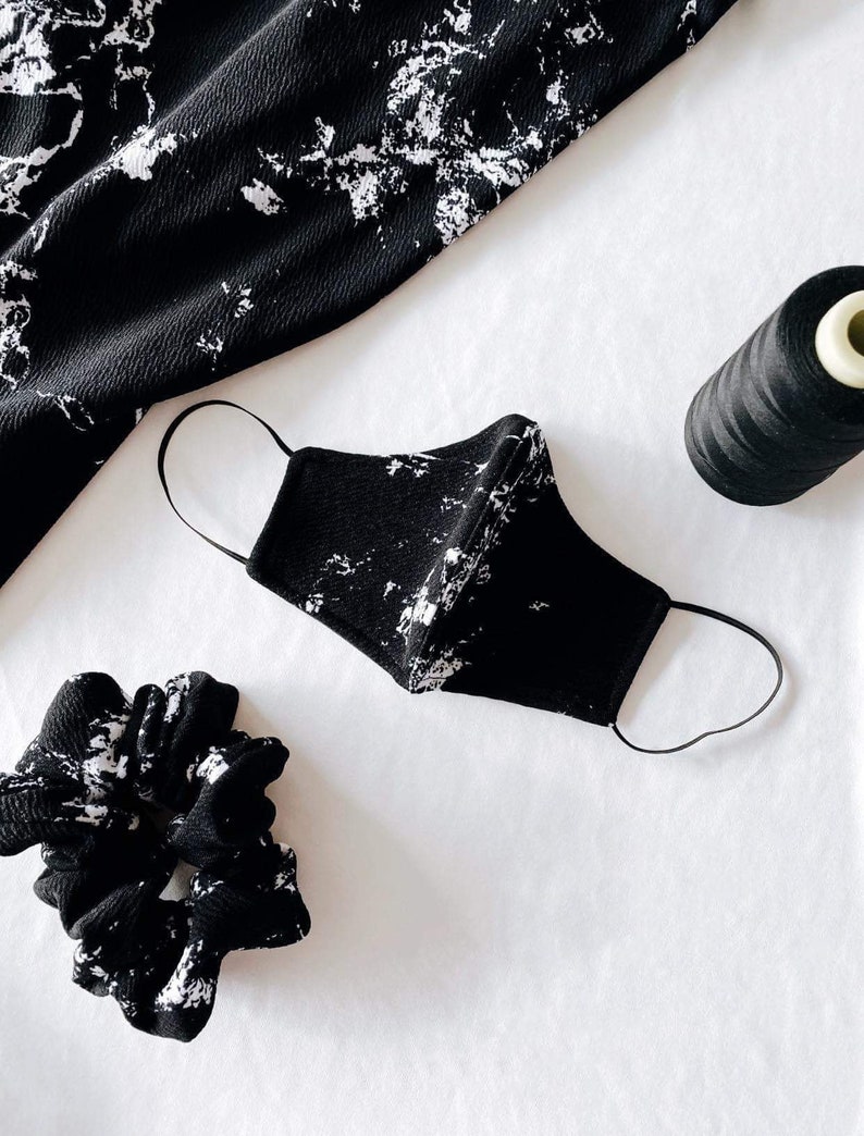 Black Marble Face Mask And/or Scrunchies Reusable Washable - Etsy
