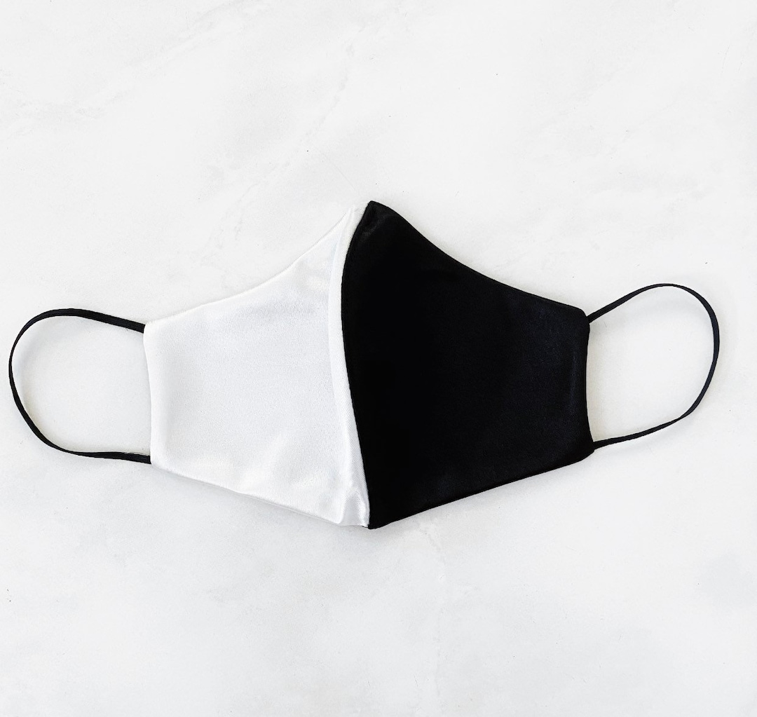 Black White Duo Silky Face Mask - Reusable, Washable, Fashion Fitted ...