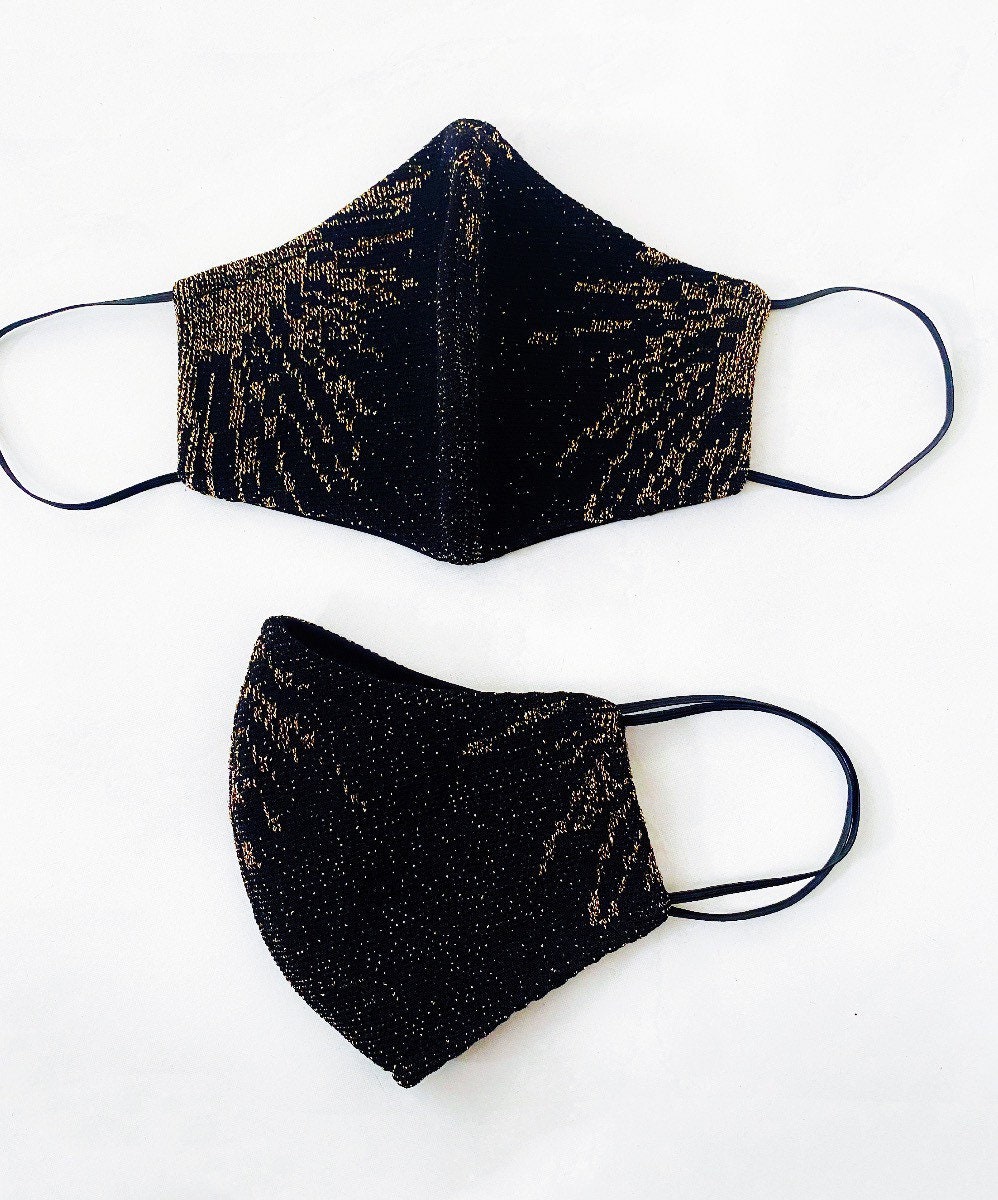 Black and Gold Sparkly Glam Face Mask Reusable Washable - Etsy