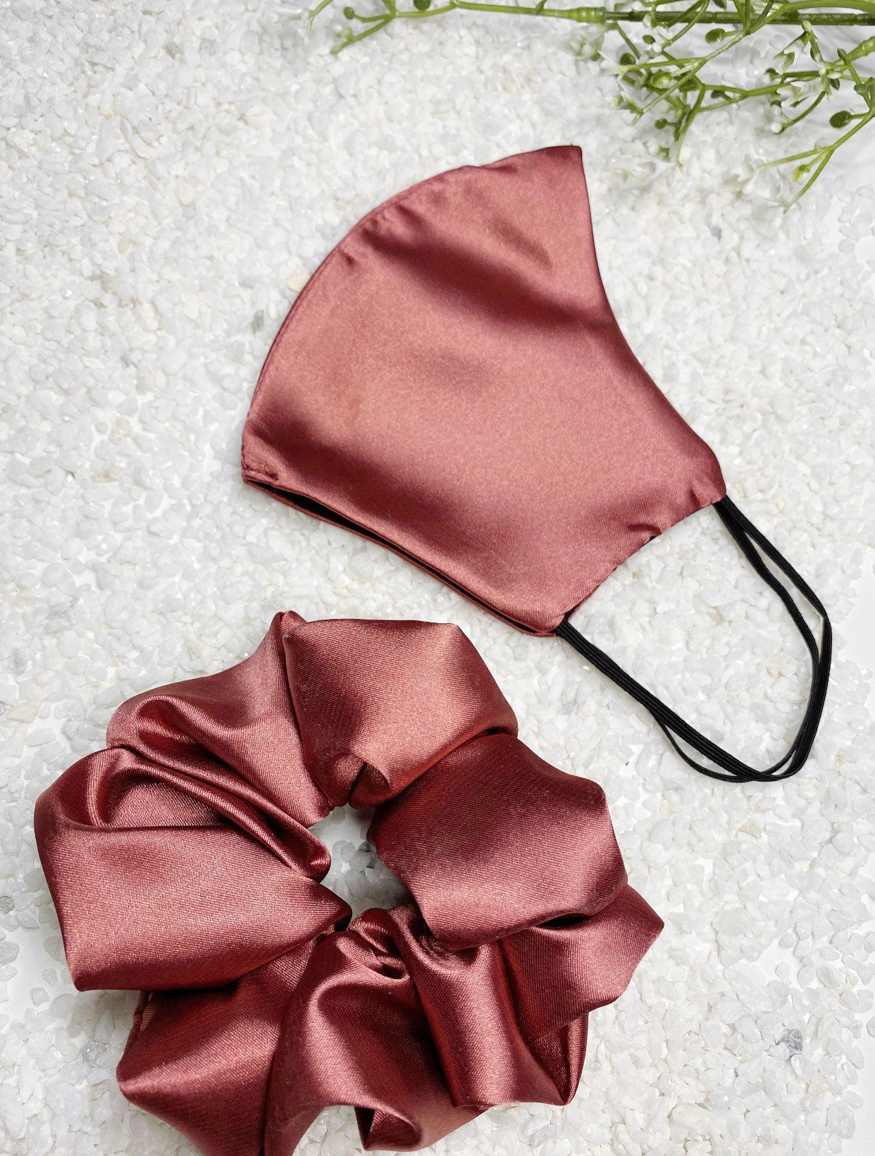 Silk Rosey Hair Scrunchies matching Face Mask Available - Etsy