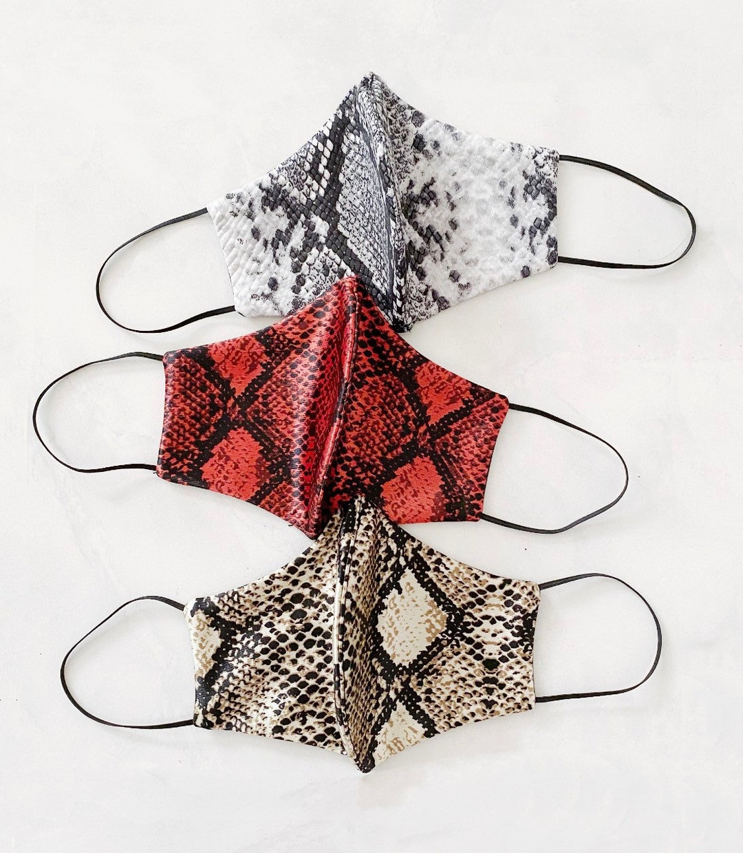 Silky Satin Chic Snake Python Animal Print Face Mask - Reusable ...